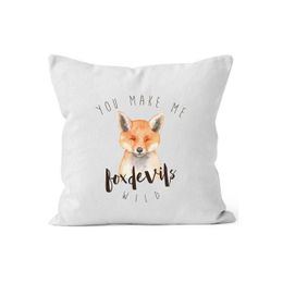 MoonWorks Dekokissen Kissenbezug You make me fox devils wild Liebe Spruch Love Quote lustig verliebt Freund Freundin Kissen-Hülle Deko-Kissen 40x40 Baumwolle MoonWorks®