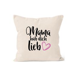 MoonWorks Dekokissen Kissen-Bezug Mama hab dich lieb Geschenk Muttertag Kissen-Hülle Deko-Kissen Baumwolle MoonWorks®