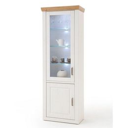 Expendio Vitrine Bruneck 4 Pinie weiss 73x210x40 cm Landhausstil montiert mit Beleuchtung