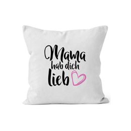 MoonWorks Dekokissen Kissen-Bezug Mama hab dich lieb Geschenk Muttertag Kissen-Hülle Deko-Kissen Baumwolle MoonWorks®