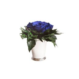 Kunstorchidee 3 Infinity Rosen silberfarbene Vase Wohnzimmer Deko Blumenstrauß Rose