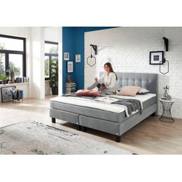 WELCON Boxspringbett ROCKSTAR Limited Edition II 180x200 cm mit Samtbezug hellgrau oder dunkelgrau