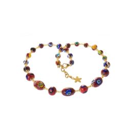 Bella Carina Perlenkette kette mit Murano Glas Mosaik Perlen rot bunt