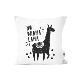 MoonWorks Dekokissen Kissen-Bezug mit Spruch No Drama Lama Motiv Print Tier Kissen-Hülle Deko-Kissen Baumwolle MoonWorks®