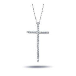 EinStein Diamant Goldkette Kreuz Diamanten Brillant-Schliff Halskette 14 Karat Weißgold