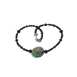 Bella Carina Perlenkette Kette mit Murano Mosaik Perlen und Achat