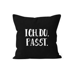 MoonWorks Dekokissen Kissen-Bezug Ich Du Passt Valentinstag Geschenk Liebe Spruch Kissen-Hülle Deko-Kissen Baumwolle MoonWorks®