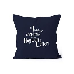 MoonWorks Dekokissen Kissenbezug All I want for Christmas is my Hogwarts Weihnachten letter Kissen-Hülle Deko-Kissen 40x40 Baumwolle MoonWorks®