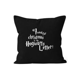 MoonWorks Dekokissen Kissenbezug All I want for Christmas is my Hogwarts Weihnachten letter Kissen-Hülle Deko-Kissen 40x40 Baumwolle MoonWorks®