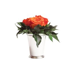 Kunstorchidee 3 Infinity Rosen silberfarbene Vase Wohnzimmer Deko Blumenstrauß Rose