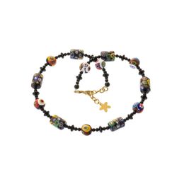 Bella Carina Perlenkette Kette mit Murano Glas Mosaik Perlen und Achat