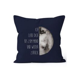 MoonWorks Dekokissen Kissenbezug Geschenk Ich liebe dich bis zum Mond und wieder zurück Liebe Spruch Love Quote MoonWorks® 40x40 Baumwolle