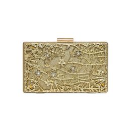 Caspar Clutch TA528 außergewöhnliche elegante Damen Box Clutch mit floralem Metalldekor