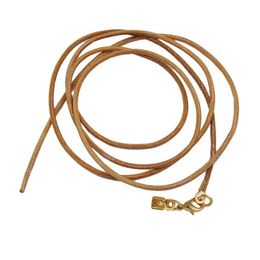 unbespielt Lederband Lederband Kette Collier Halskette hellbraun gefärbt Karabinerverschluss Goldfarben 1m Lang Kürzbar