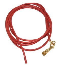 unbespielt Lederband Lederband Kette Collier Halskette Rot gefärbt Karabinerverschluss Goldfarben 1m Lang Kürzbar