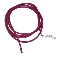 unbespielt Lederband Lederband Halskette für Anhänger Fuchsia Beere Verschluss Karabinerverschluss Silberfarben Länge 1 m verkürzbar. Breite 2 mm
