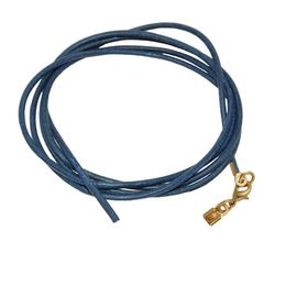 unbespielt Lederband Lederband Kette Collier Halskette blau gefärbt Karabinerverschluss Goldfarben 1m Lang Kürzbar