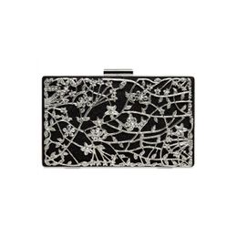 Caspar Clutch TA528 außergewöhnliche elegante Damen Box Clutch mit floralem Metalldekor