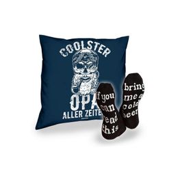 Soreso® Soreso® Zierkissen Kissen mit Füllung und Socken für Opa Großvater