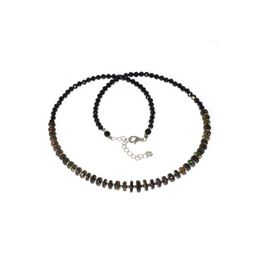 Bella Carina Perlenkette Schwarz Opal Kette mit Spinell und Silber Perlen