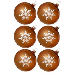 Thüringer Glasdesign Weihnachtsbaumkugel Weihnachtskugel-Set Kristallblüten gold (6 St)