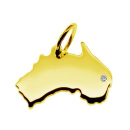 schmuckador Kettenanhänger Kettenanhänger in der Form von der Landkarte Australien mit Brillant 0