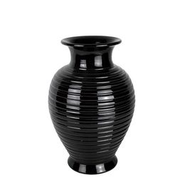 Signature Home Collection Dekovase Vase Keramik schwarz 36 cm mit Ringmuster (1 Stück