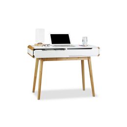 Relaxdays Schreibtisch Schreibtisch mit Schubladen in Weiß