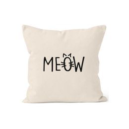 MoonWorks Dekokissen Kissenbezug Kissen-Hülle Deko-Kissen 40x40 Katze Meow Miau Cat Baumwolle MoonWorks®