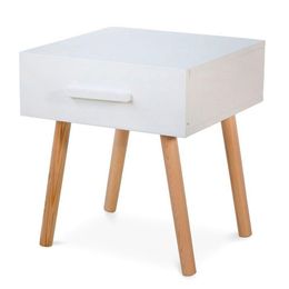 Homestyle4u Nachttisch Beistelltisch Weiß Holz Schublade Schlafzimmer (kein Set)