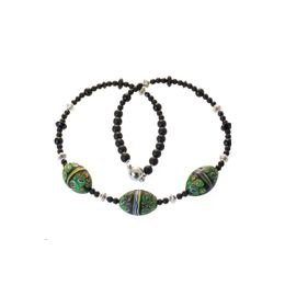 Bella Carina Perlenkette Kette mit Mosaik Murano Glas Perlen grün und Achat