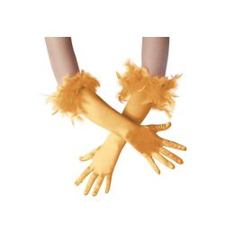 dressforfun Kostüm Lange Satin-Handschuhe mit Federn