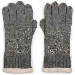 styleBREAKER Strickhandschuhe Strickhandschuhe mit Strass und Fleece