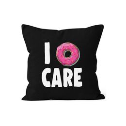 MoonWorks Dekokissen Kissen-Bezug I Donut care I do not care don´t care Kissen-Hülle Deko-Kissen Baumwolle MoonWorks®