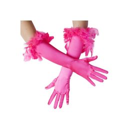 dressforfun Kostüm Lange Satin-Handschuhe mit Federn