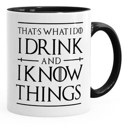 MoonWorks Tasse Kaffee-Tasse Spruch I drink and i know things Geschenkidee und Bürotasse für Serienfans MoonWorks®