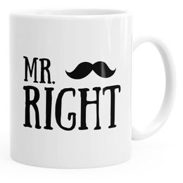 MoonWorks Tasse Kaffee-Tasse Mr Right Geschenk Partner Mann Hochzeit Trauung Ehepaar MoonWorks®