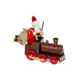 SIKORA Weihnachtsfigur RM-A01-LOK Holz Räuchermännchen Weihnachtsmann in der Lokomotive