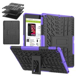 Wigento Tablet-Hülle Für Apple iPad 10.2 Zoll 2019 / 2020 / 2021 7. / 8. / 9. Generation Hybrid Outdoor Schutzhülle Case Lila Tasche Cover Etuis