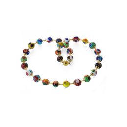 Bella Carina Perlenkette Kette mit bunten Millefiori Murano Glas Perlen 48 cm Magnetverschluss