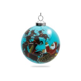 SIKORA Christbaumschmuck SIKORA K08-26 Weihnachtsmann mit Rentierschlitten Glaskugel Weihnachtskugel Innenglasmalerei D: 7