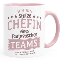 MoonWorks Tasse Kaffee-Tasse Bürotasse Spruch Ich bin stolze/r Chefin/Chef eines fantastischen Teams Geschenk Chef/in Teamleiter/in Vorgesetzter MoonWorks®