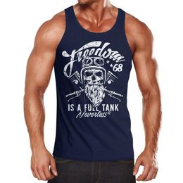 Neverless Tanktop Herren Long-Sleeve Biker Motorrad Motiv Freedom is a full Tank Skull Totenkopf Neverless® mit Print