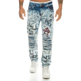 Cipo & Baxx Cipo & Baxx Slim-fit-Jeans Herren Jeans Hose mit coolen Graffiti Punk Prints im used Style Graffiti Schrift