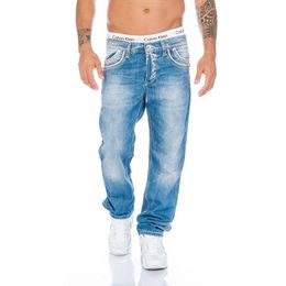 Cipo & Baxx Cipo & Baxx Regular-fit-Jeans Herren Jeans Hose mit Kontrastnähten und sytlischer Waschung Regular Fit Jeans Hose mit dicken Kontrastnähten und heller Waschung