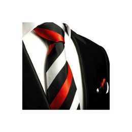 Paul Malone Krawatte Designer Herren Seidenkrawatte mit Tuch Business gestreift 100% Seide (Set