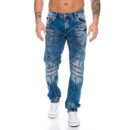 Cipo & Baxx Cipo & Baxx Slim-fit-Jeans Herren Jeans Hose mit stylischem Nahtdesign Jeanshose mit extravaganter Nahtstruktur und Branding