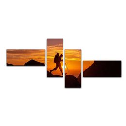 Bilderdepot24 Leinwandbild Wanderer im Sonnenuntergang II