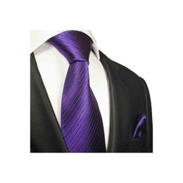 Paul Malone Krawatte Moderne Herren Seidenkrawatte mit Tuch gestreift 100% Seide (Set