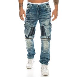 Cipo & Baxx Cipo & Baxx Regular-fit-Jeans Herren Jeans Hose mit aufwendigen Details im Cargo Style Aufwendiges Design mit Nahtverzierungen und vielen Details